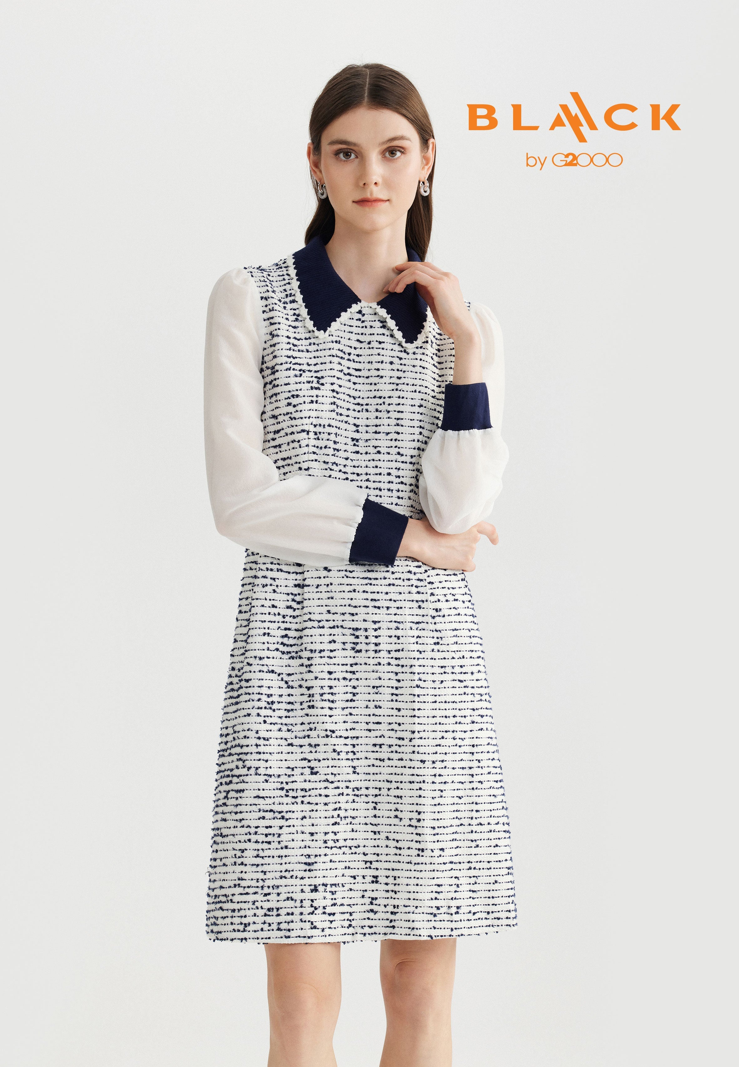 Women Clothing Wool Blend Tweed Dress - Fit & Flare Shape – G2000 Thailand